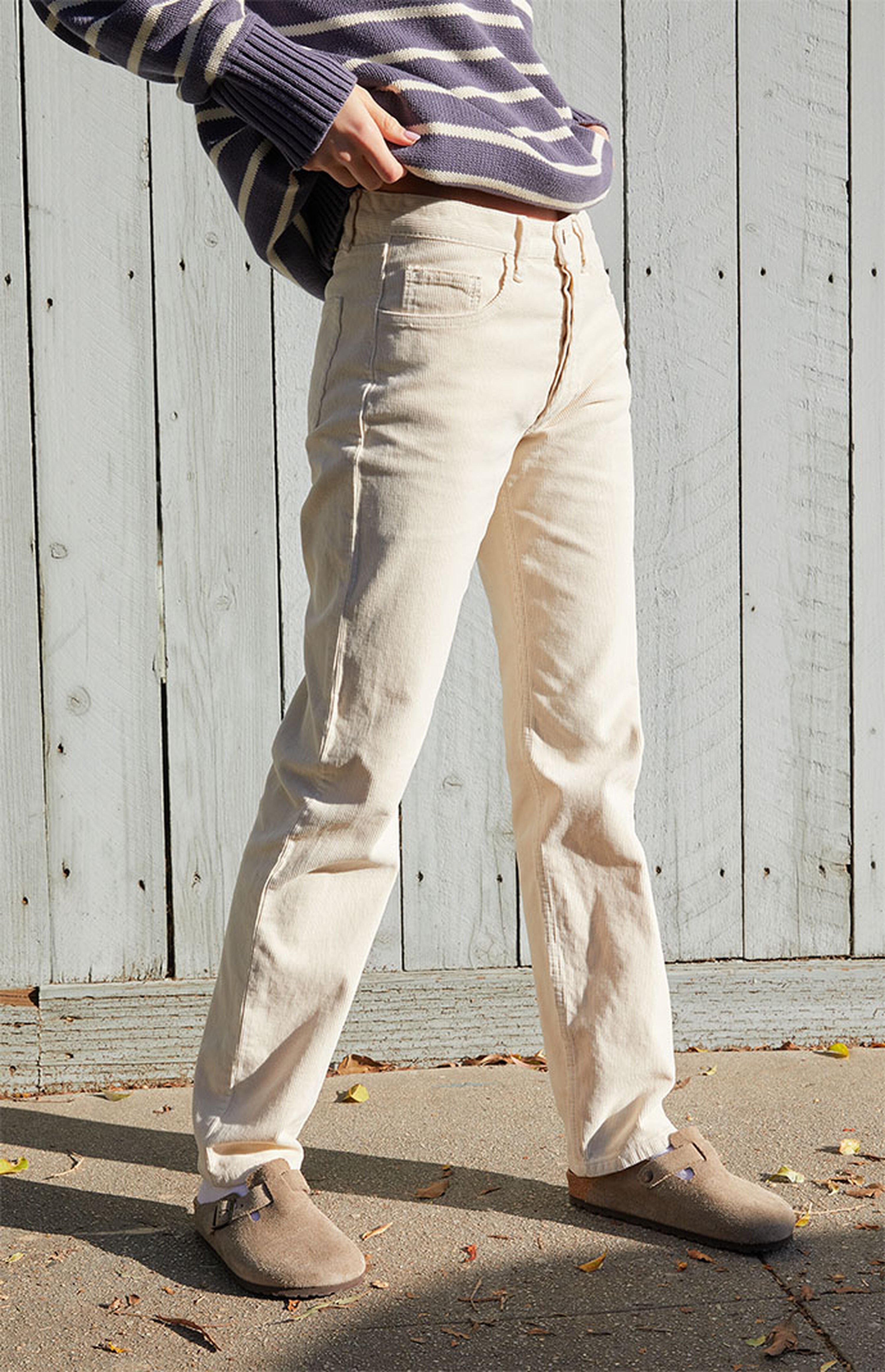 John Galt White Corduroy Straight Leg Jeans | Pacsun