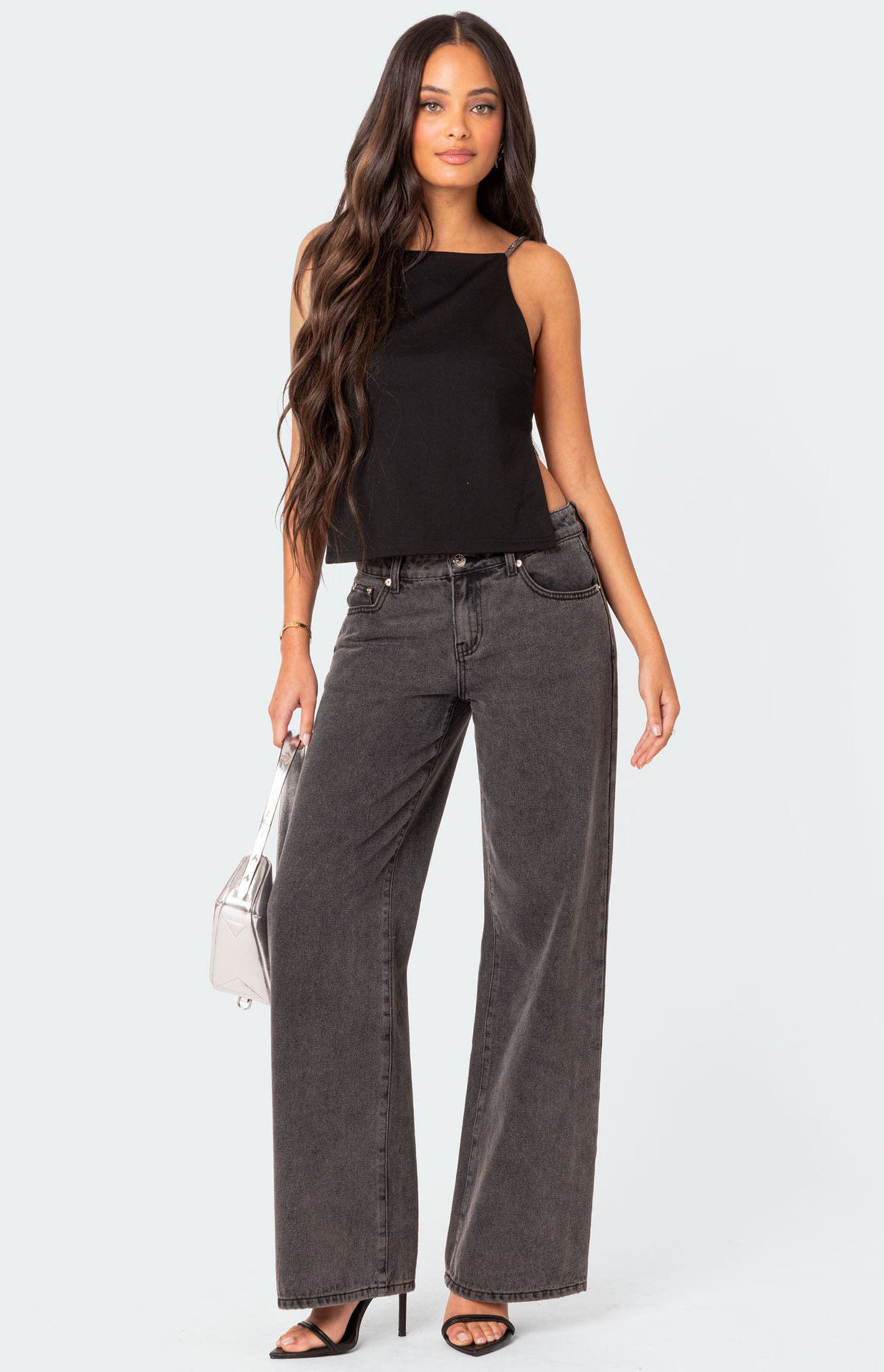 Edikted Karli Rhinestone Strap Open Back Top | Pacsun
