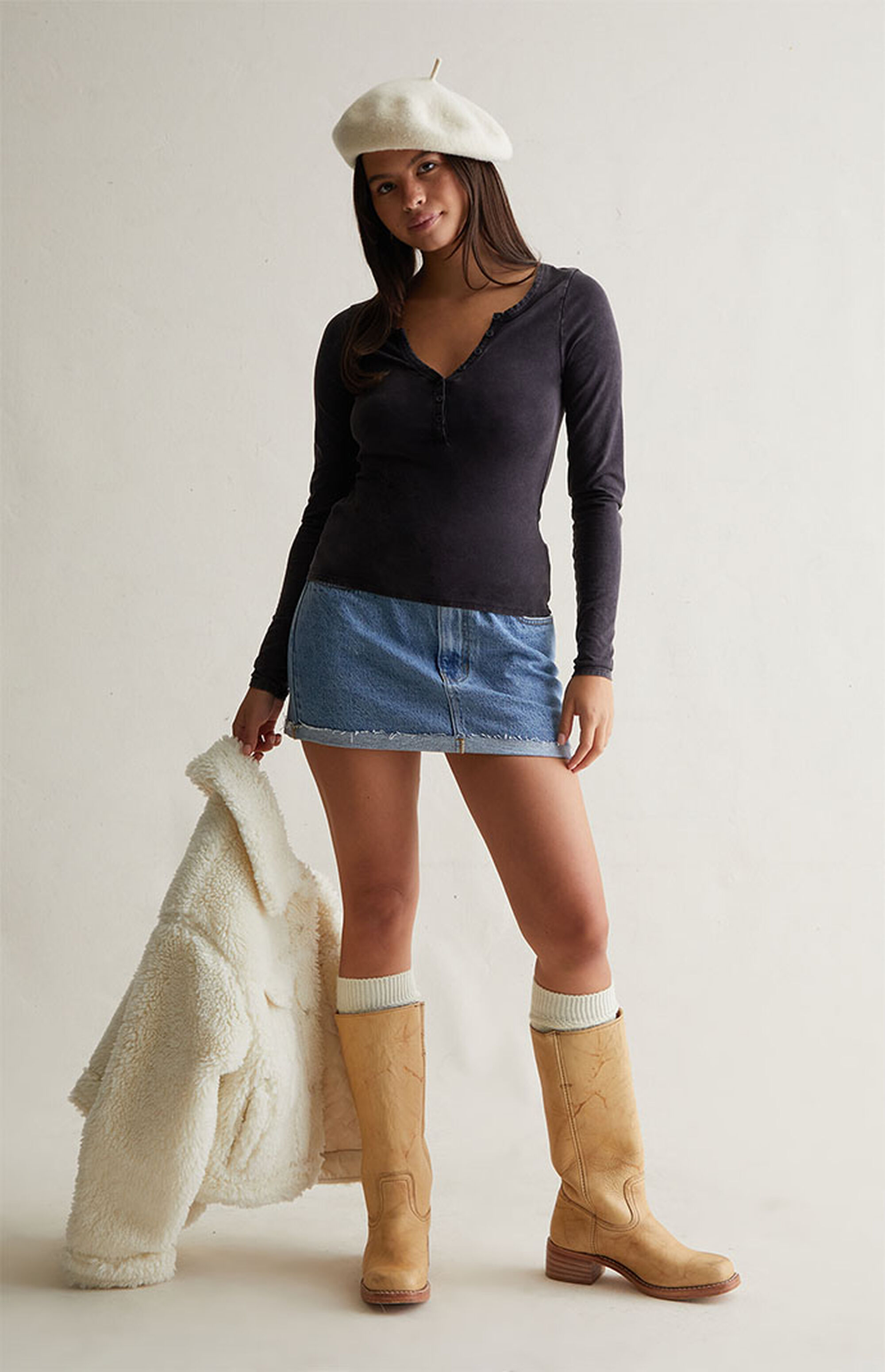 Est. PAC 1980 Ashlee Notched Washed Henley Top | PacSun