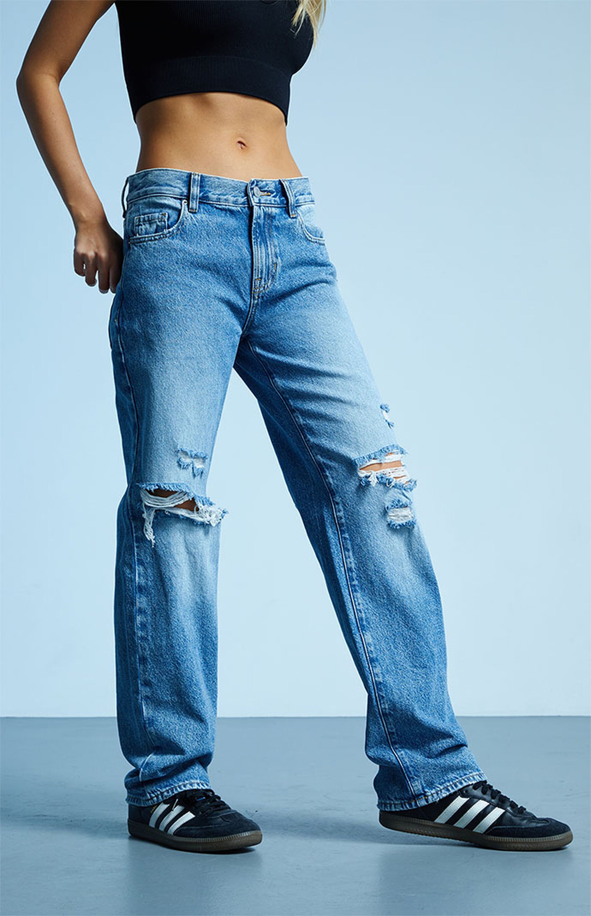 Pacsun Eco Light Blue Ripped Boyfriend Jeans | PacSun