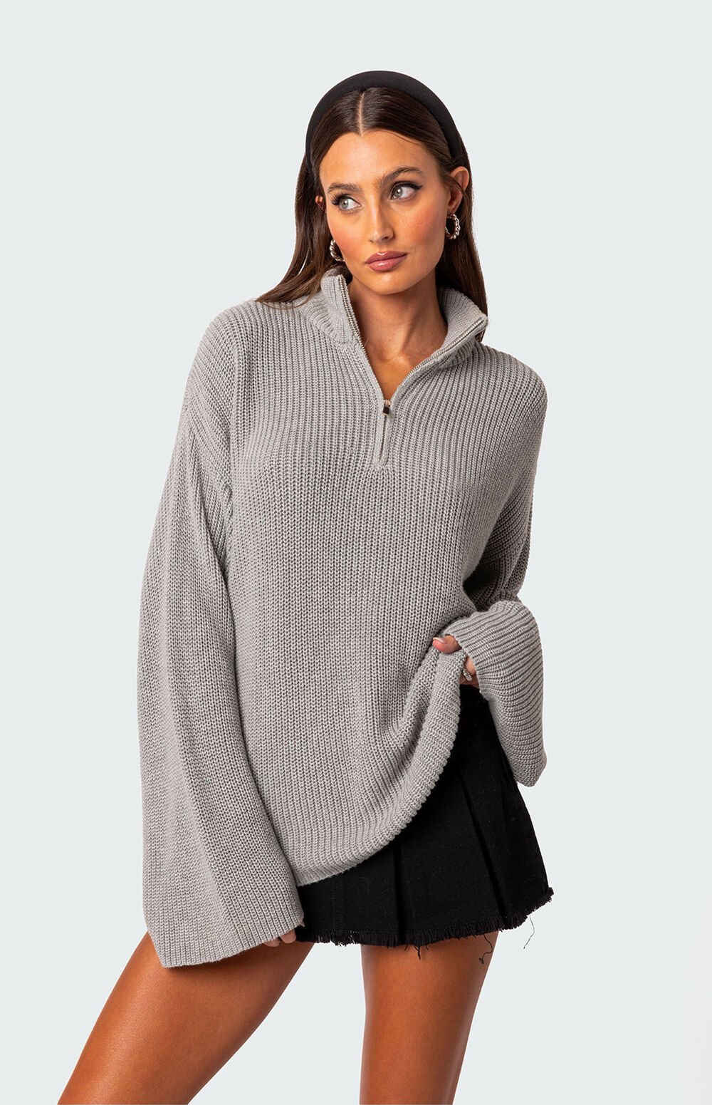 Edikted Amour High Neck Oversized Zip Sweater | PacSun