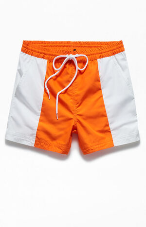South Beach Orange & White Color Block 15" Swim Trunks | PacSun