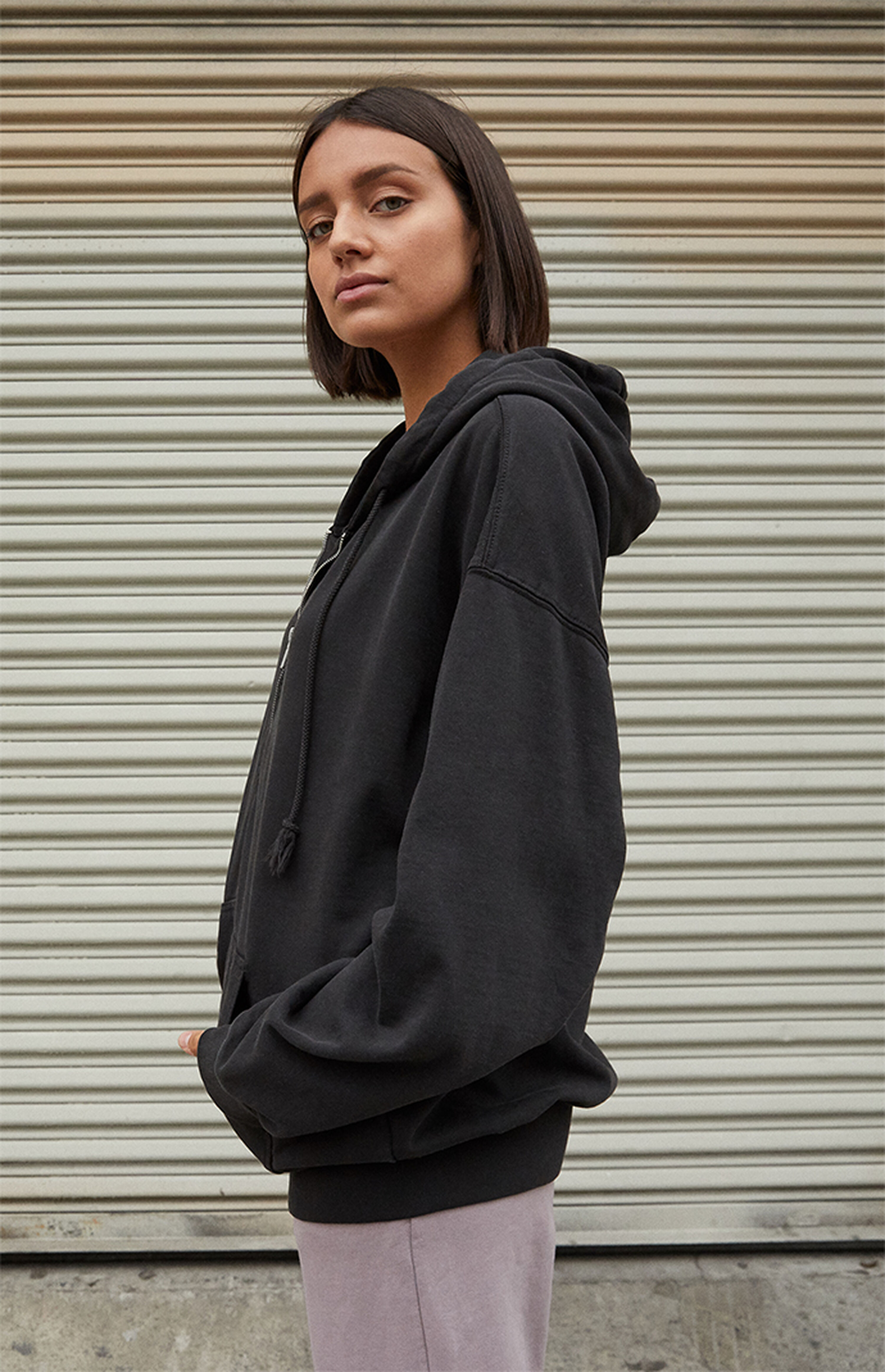 John Galt Black Full Zip Hoodie | PacSun