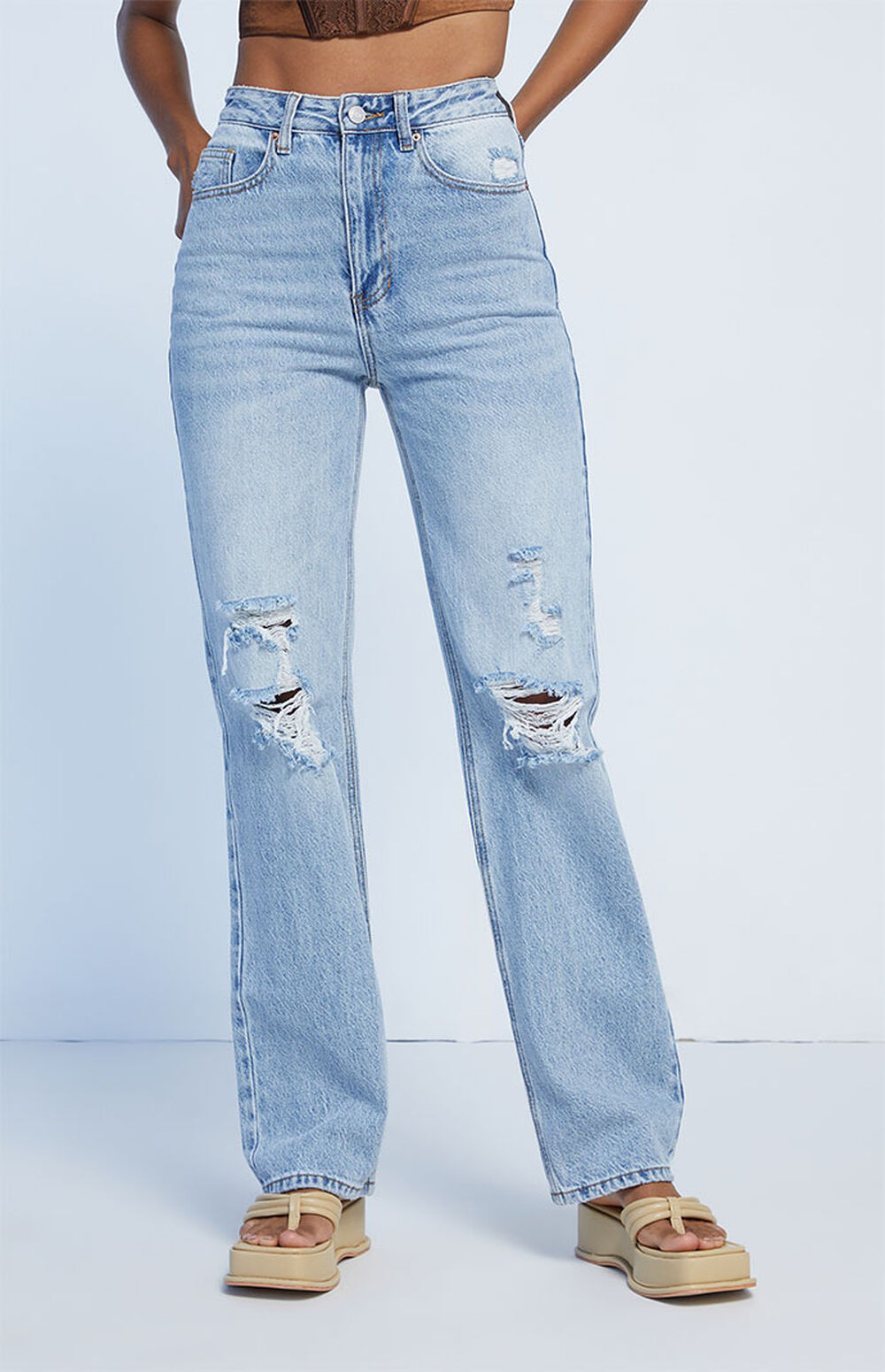 PacSun Eco Light Blue Ripped '90s Boyfriend Jeans | PacSun