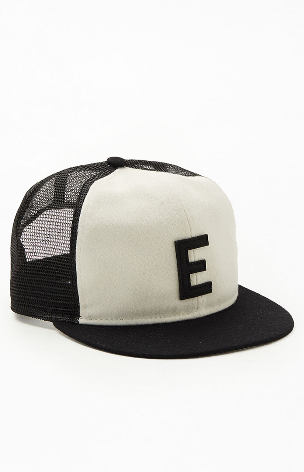 Fear of God Essentials x New Era Black & Cream Wool Trucker Hat | PacSun