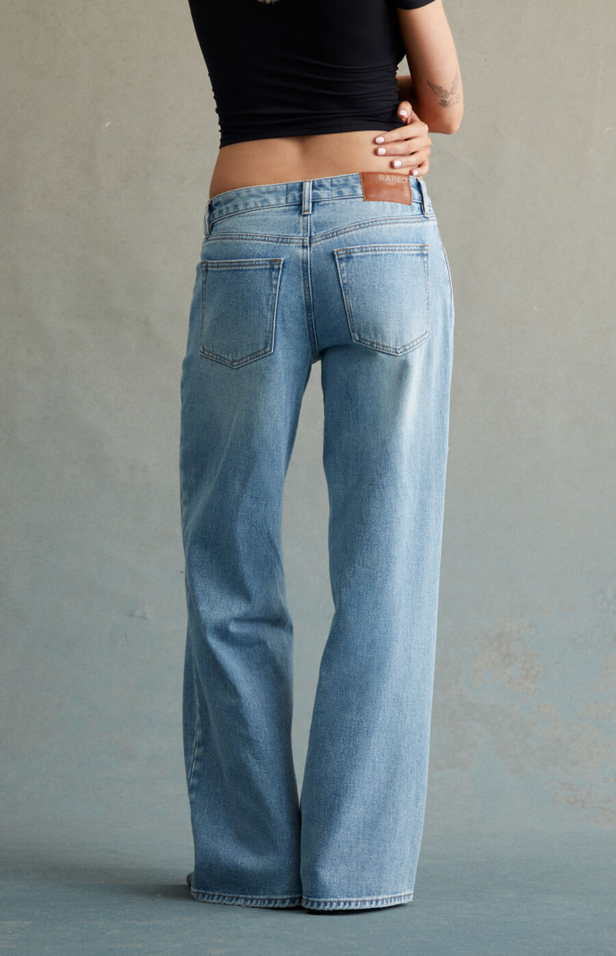 RARE DNM EDIT Light Indigo Rhinestone Bow Low Rise Baggy Jeans | PacSun