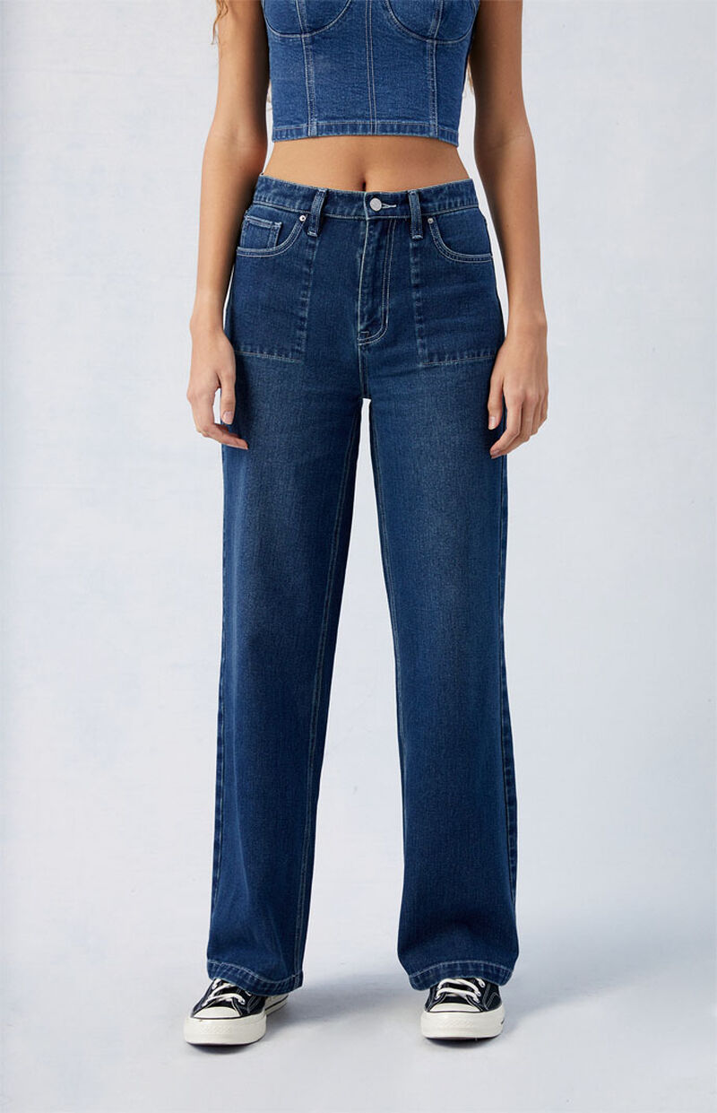 Pacsun Dark Indigo Cali Boyfriend Jeans | Pacsun