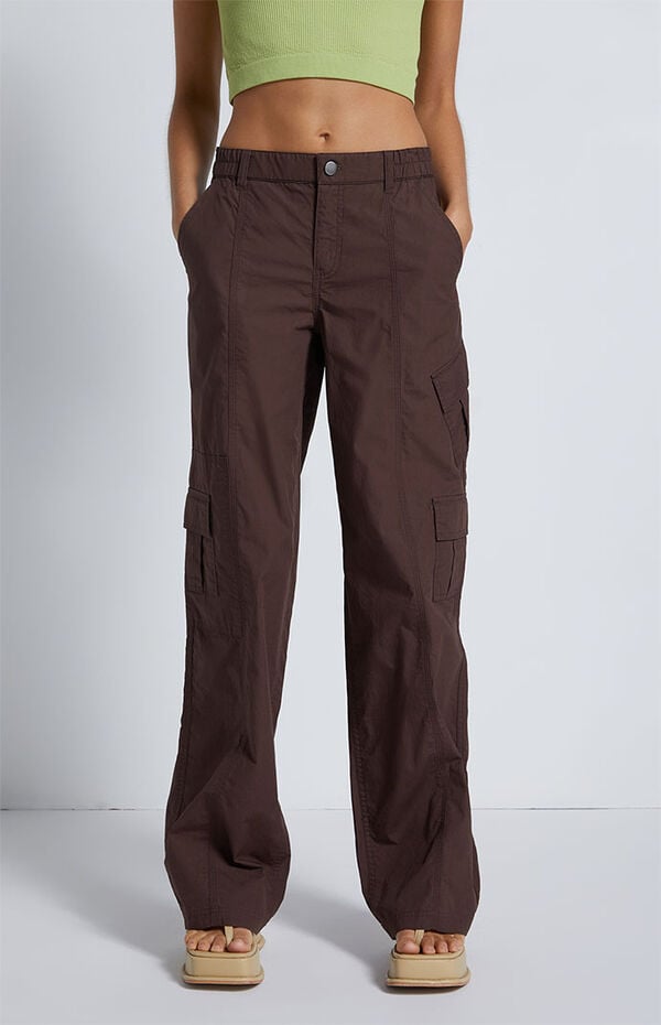 Pacsun Brown Low Rise Baggy Cargo Pants Pacsun