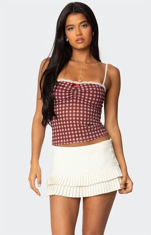Edikted Checkered Mesh Built in Bra Top | PacSun