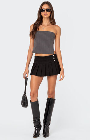 Edikted Pinstripe Open Back Strapless Top | PacSun