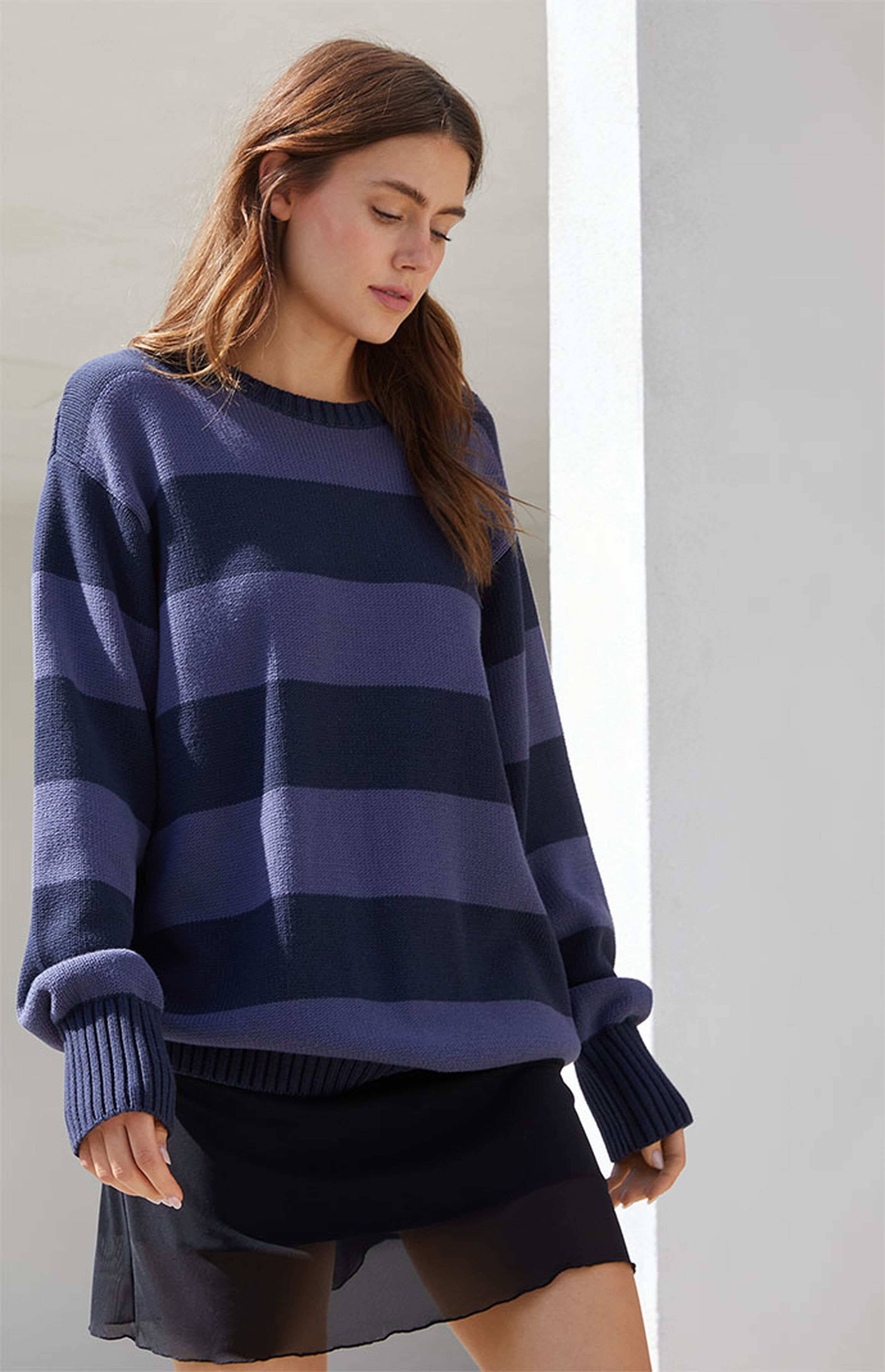 John Galt Blue & Navy Striped Brianna Sweater | Pacsun