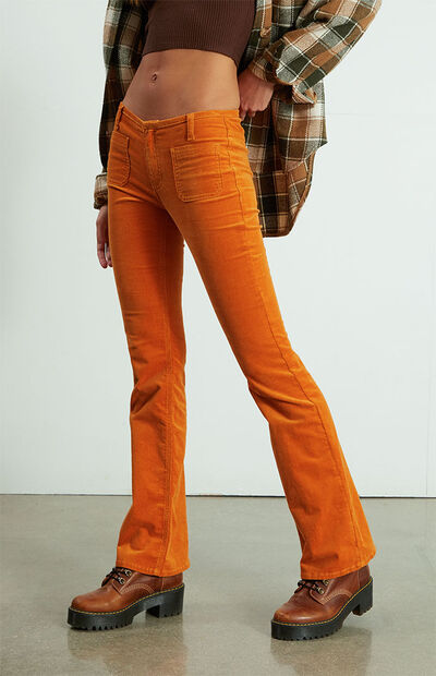 Pacsun Rust Corduroy Low Rise Flare Pants | PacSun