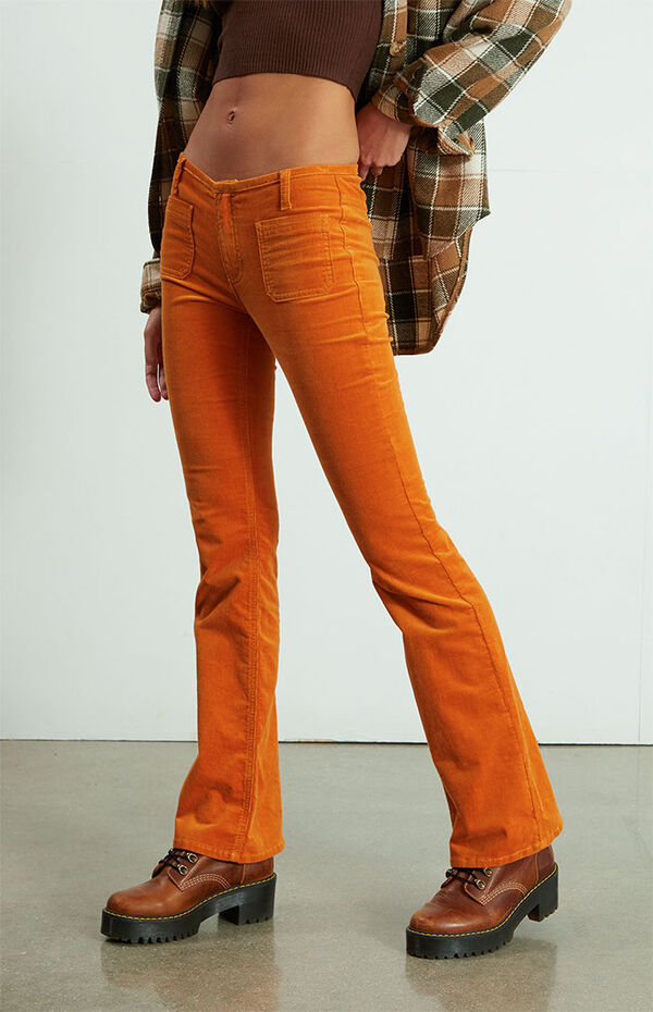 Pacsun Rust Corduroy Low Rise Flare Pants | Pacsun
