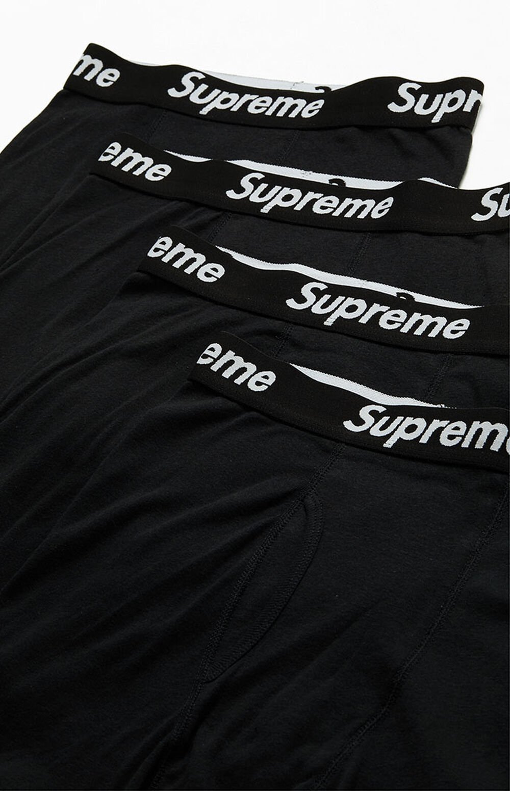 Supreme x Hanes 4 Pack Black Boxer Briefs | PacSun