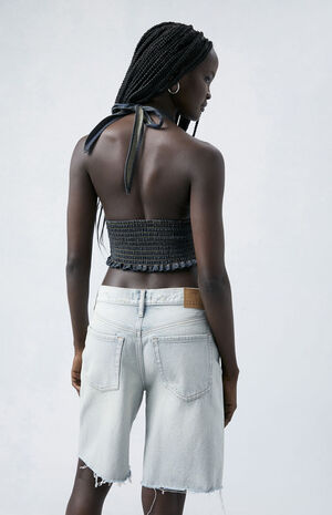 Pacsun Eco Light Indigo Frayed Baggy Jorts | PacSun