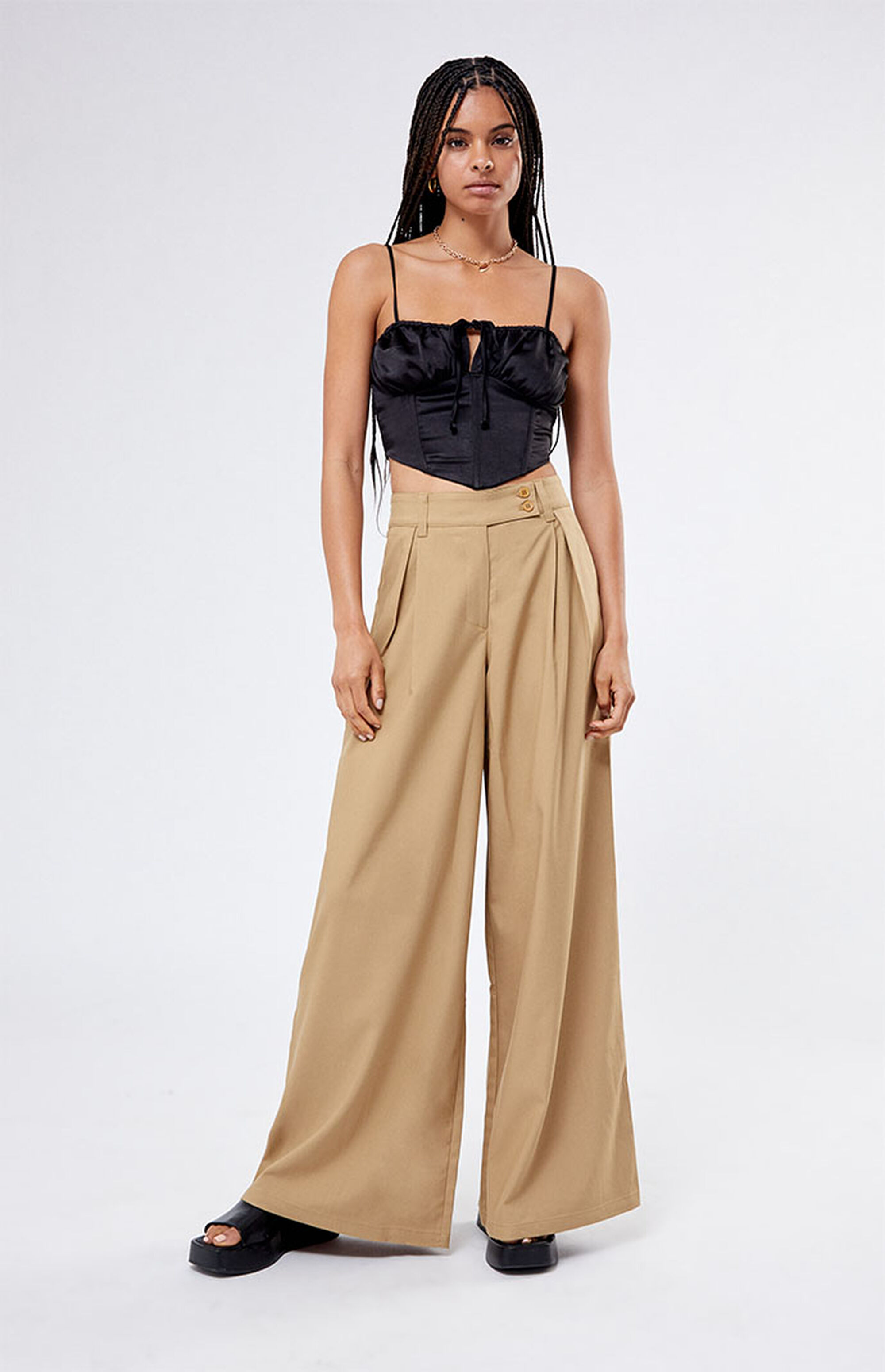 LA Hearts Tie Front Satin Corset Top | Pacsun