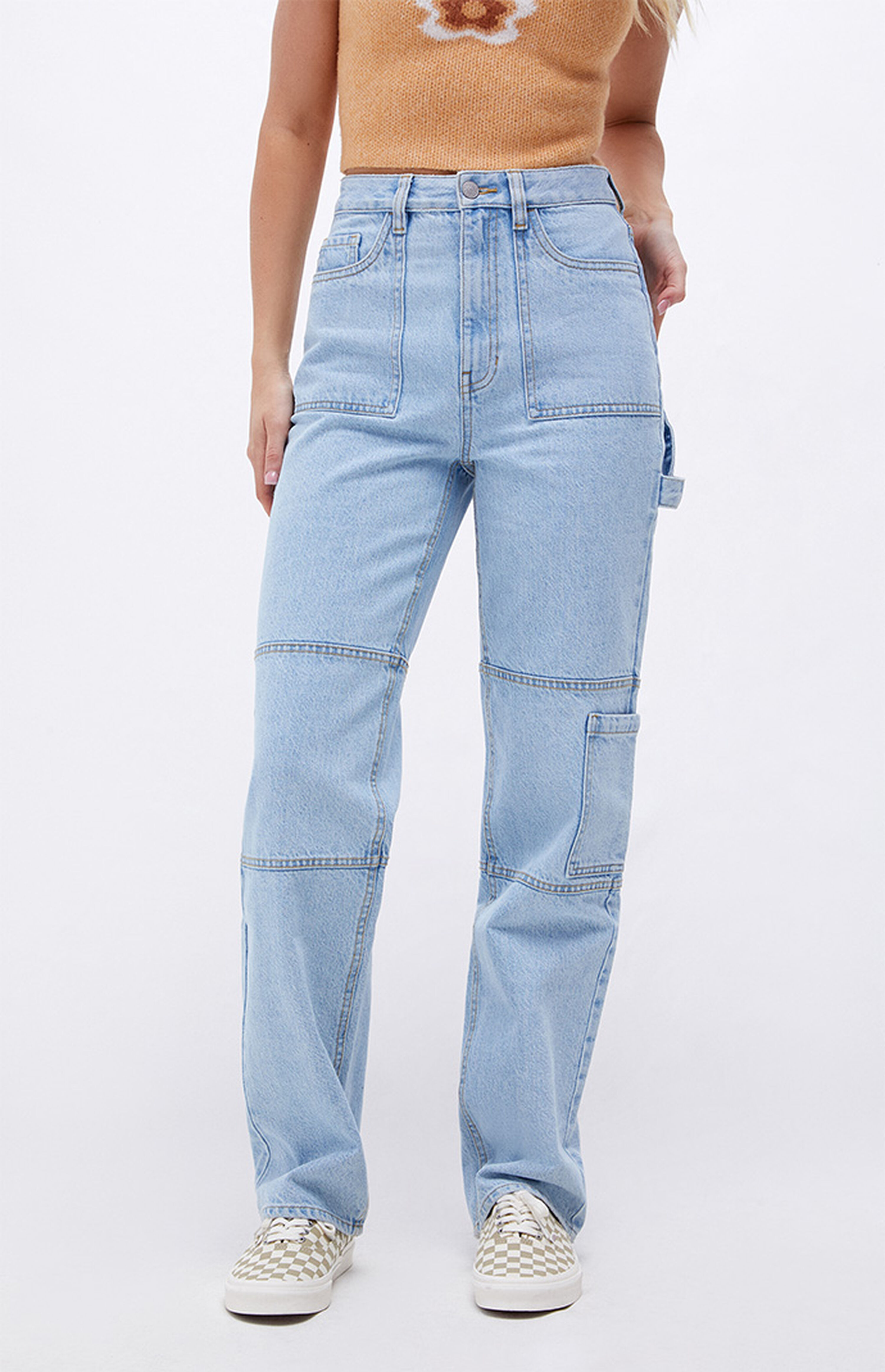 Pacsun Light Blue Utility Boyfriend Pants | PacSun