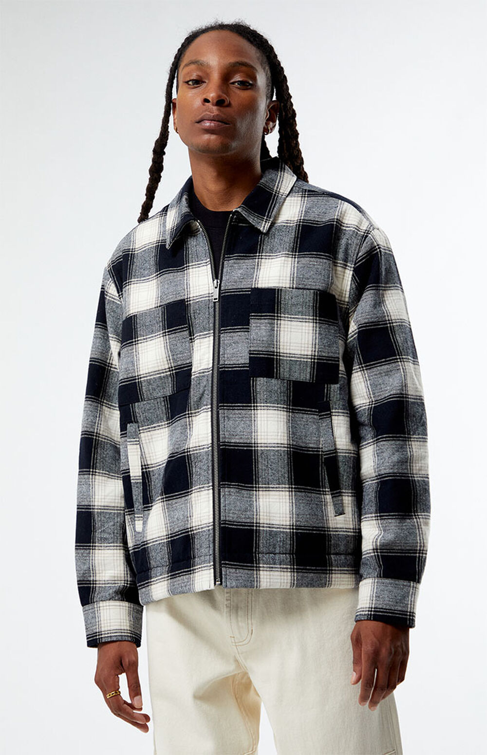 Pacsun Sherpa Plaid Zip Shacket | PacSun