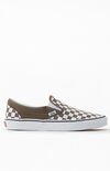 Vans Brown Checkered Classic Slip-On Shoes | Pacsun
