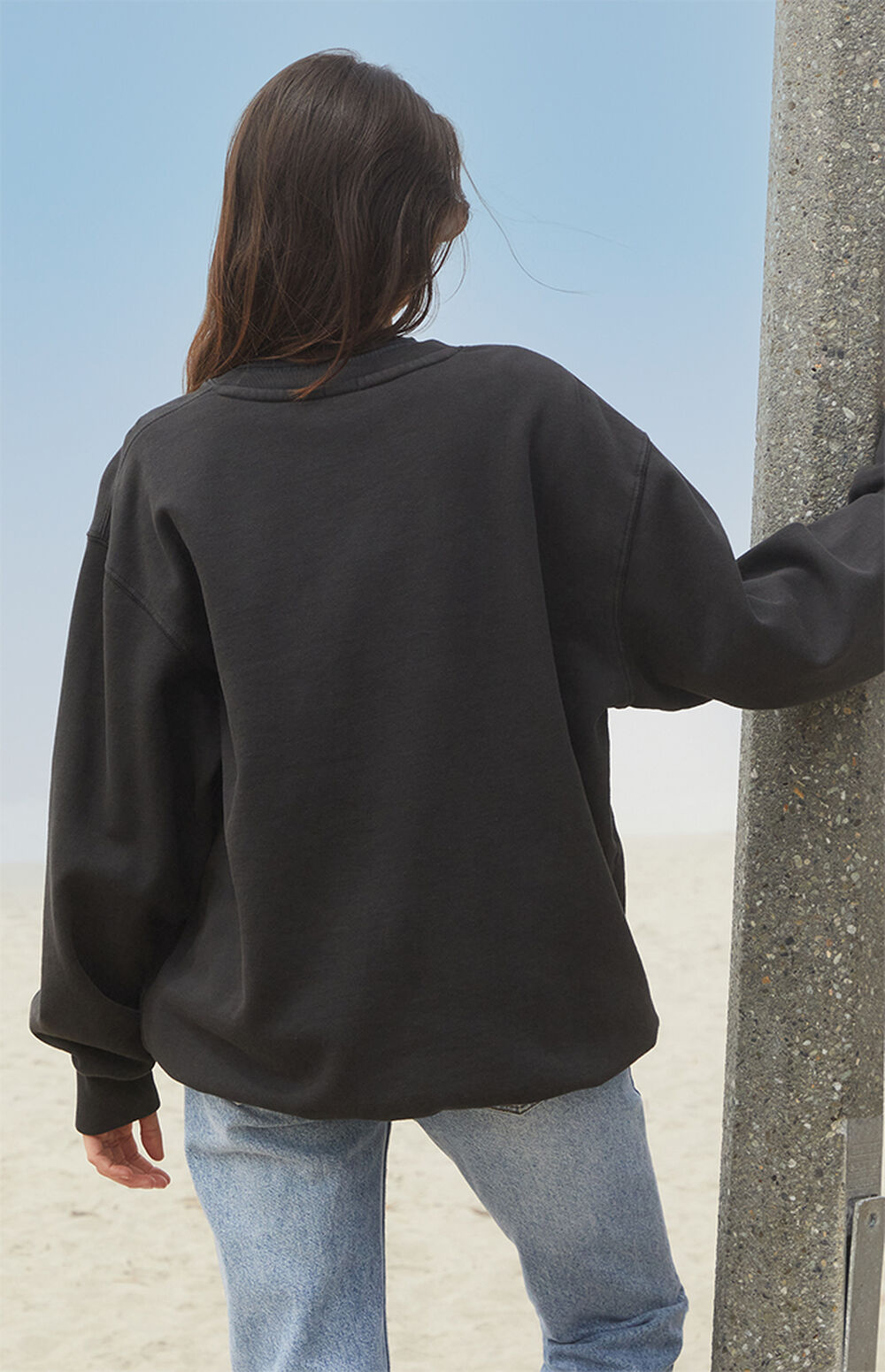 John Galt Black Erica Radio Silence Crew Neck Sweatshirt | Pacsun