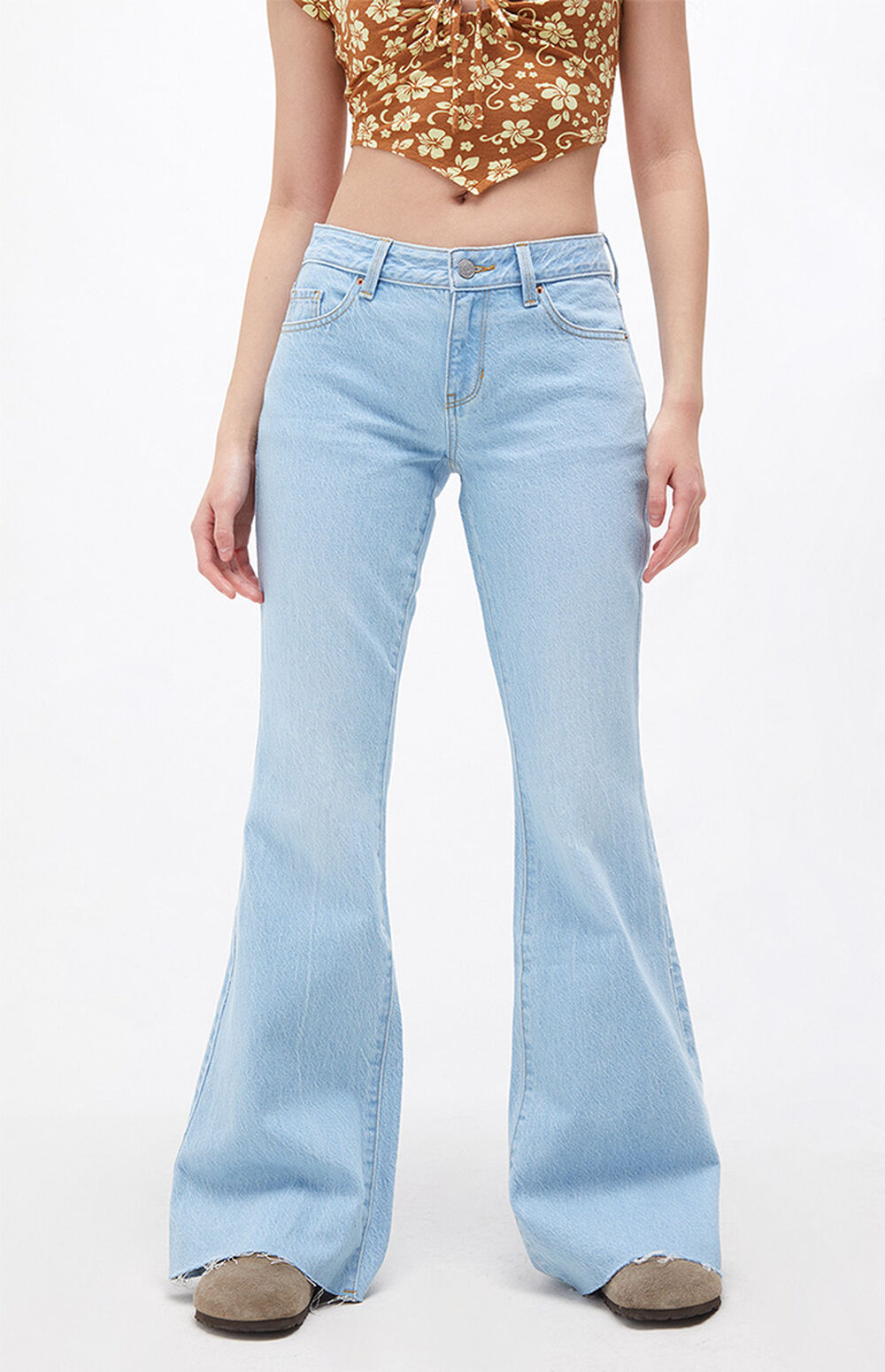 Pacsun Eco Light Blue Low Rise Flare Jeans | PacSun