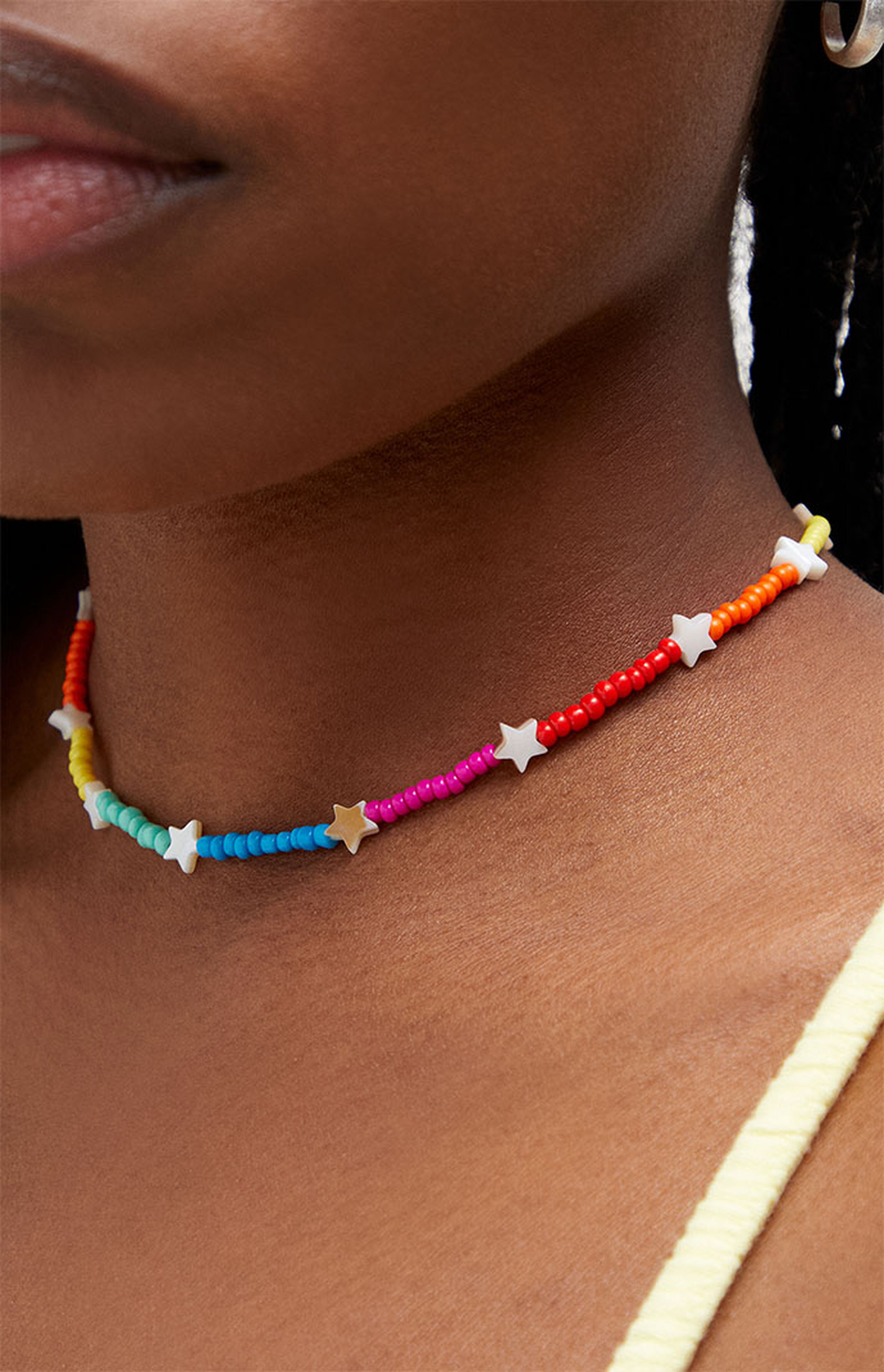 LA Hearts Beaded Colorblock Star Choker Necklace | PacSun