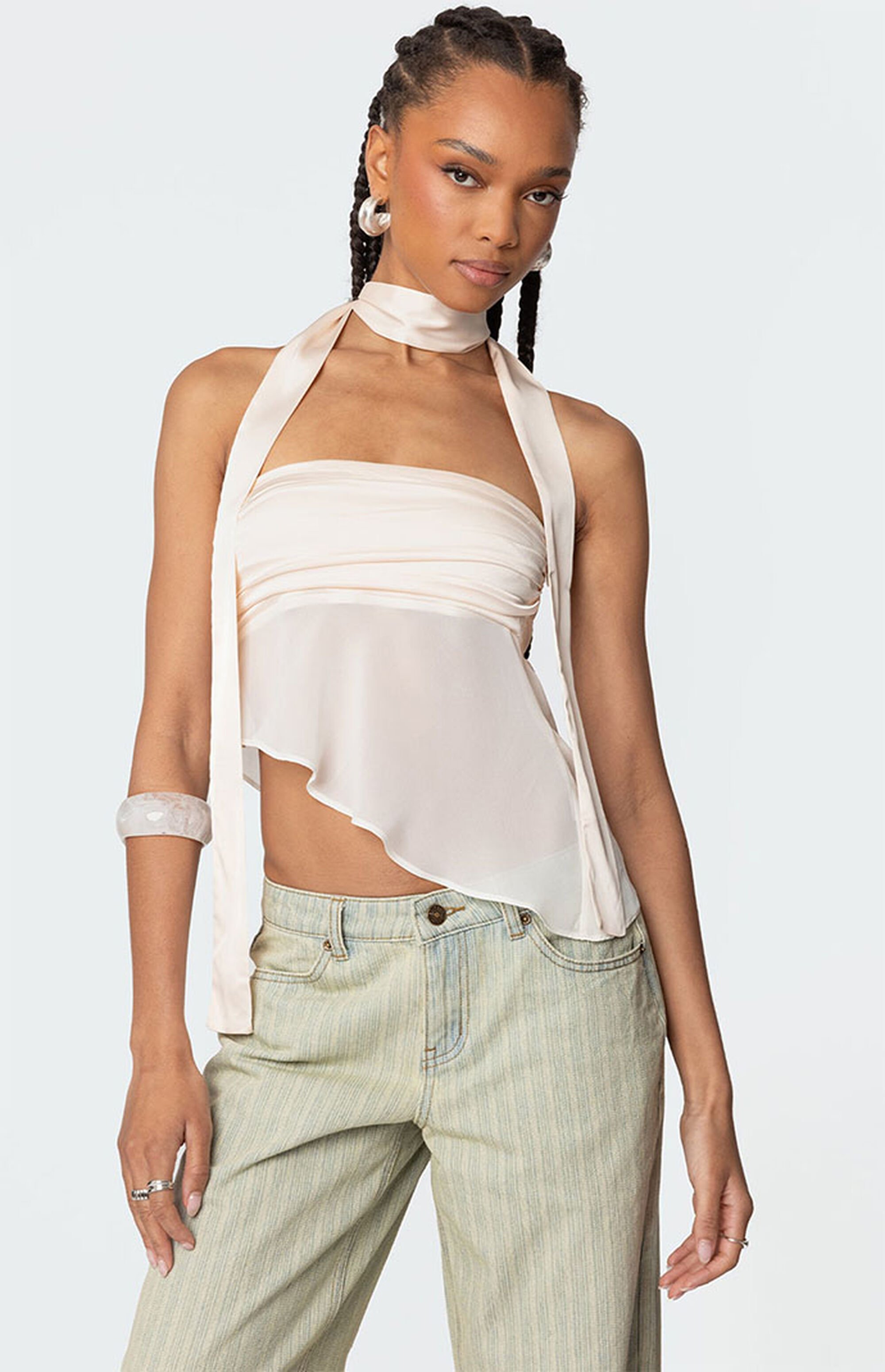 Edikted Asymmetric Two Piece Scarf Top | PacSun