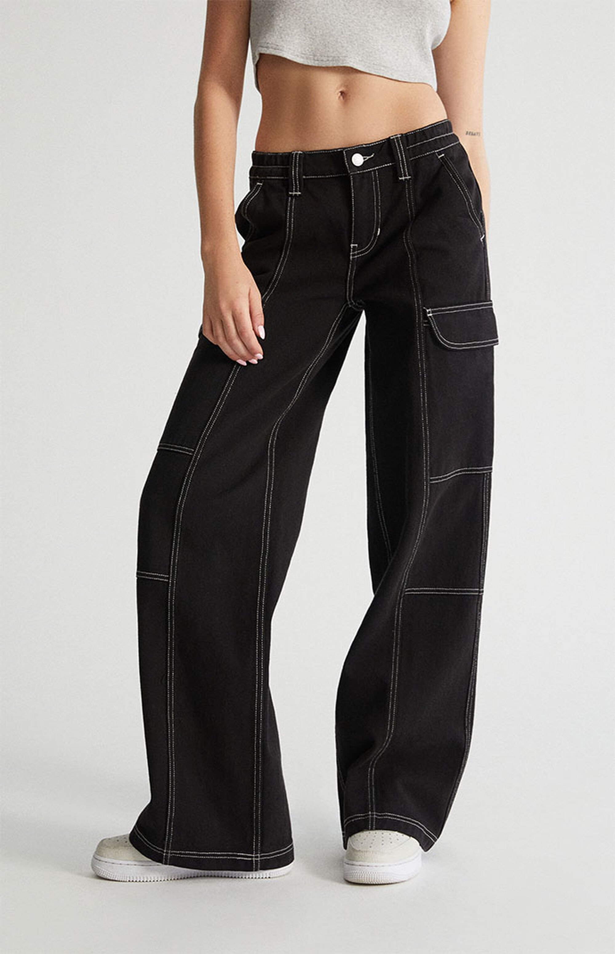 Pacsun Black Low Rise Puddle Cargo Pants | PacSun