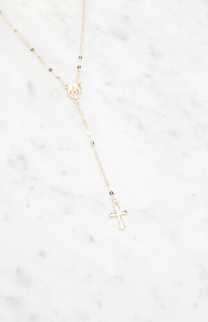 LA Hearts Cross Rosary Lariat Necklace | PacSun
