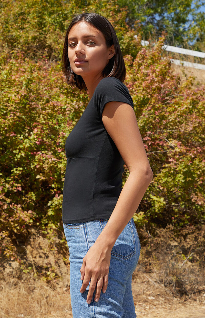 John Galt Black Gina Cinched T-Shirt | PacSun