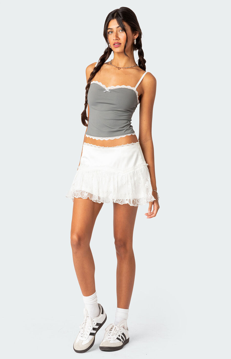 Edikted Alara Lace Trim Tank Top | Pacsun