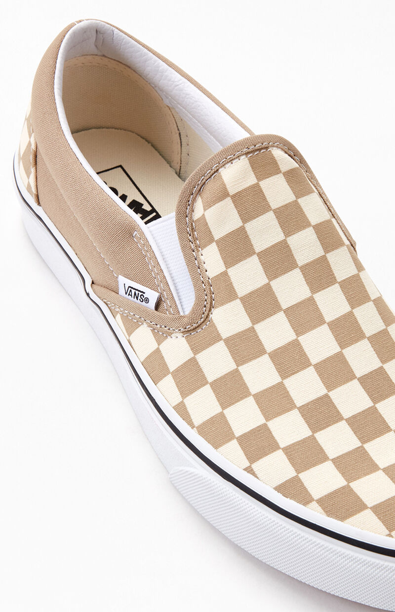 Vans Tan Checkerboard Classic Slip-On Shoes | Pacsun