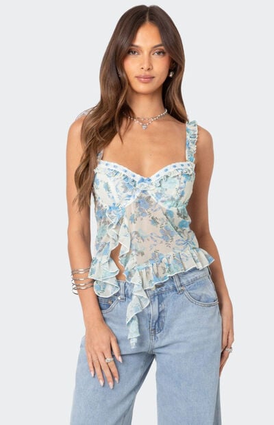 Edikted Cascade Ruffled Bra Top | PacSun