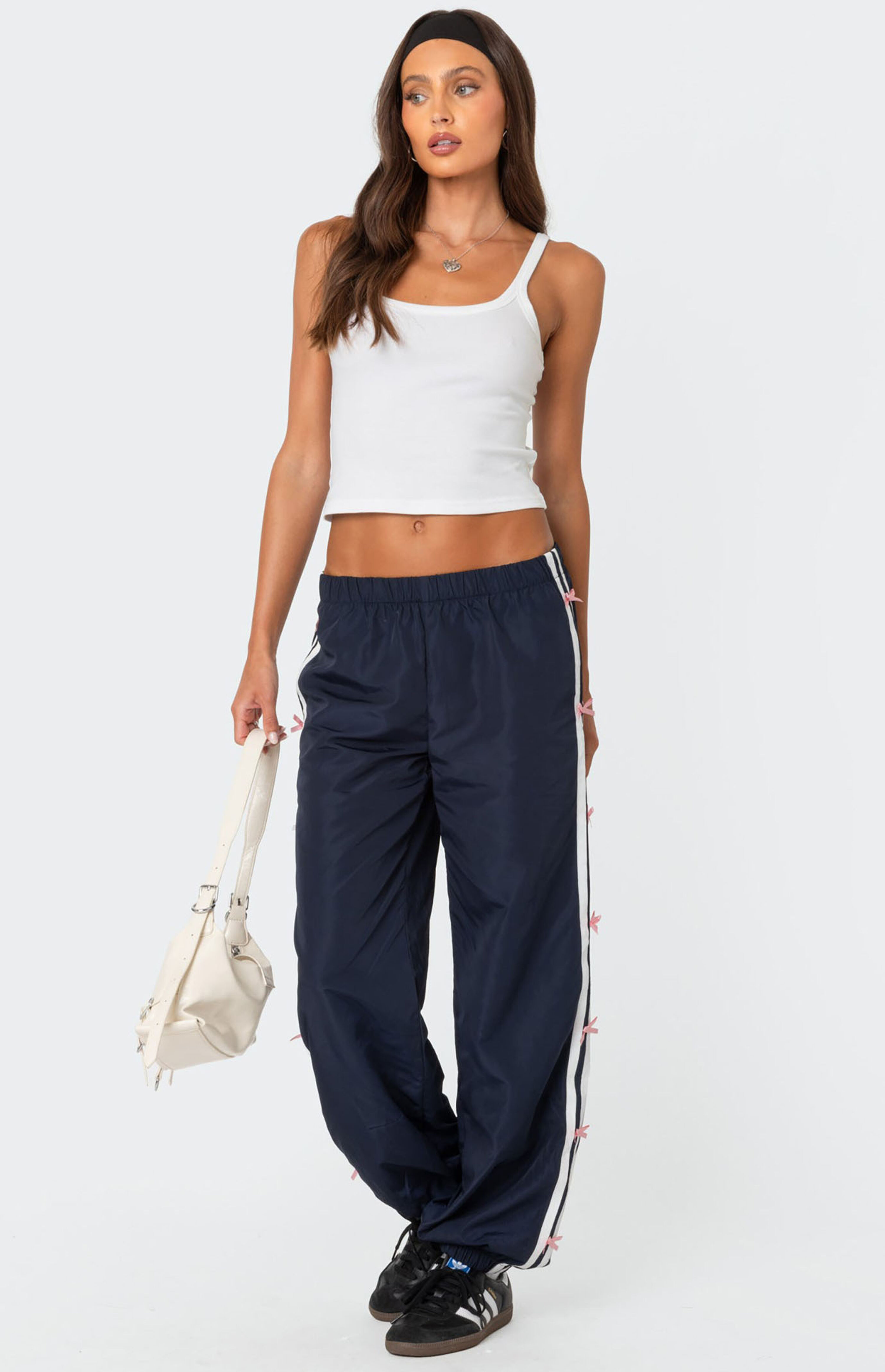 Edikted Bow Stripe Nylon Track Pants | PacSun