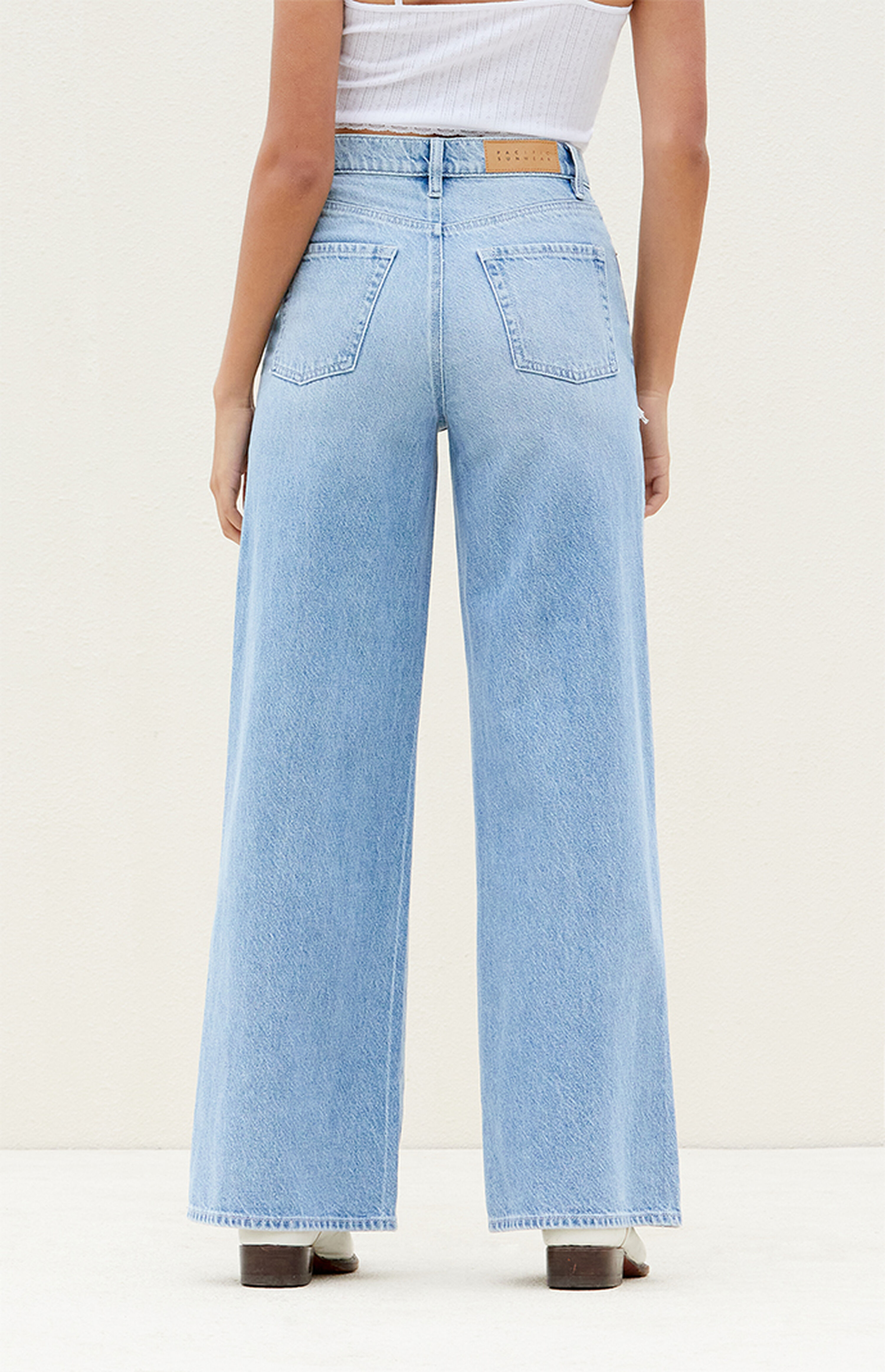 Pacsun Medium Indigo Ripped Wide Leg Jeans | PacSun