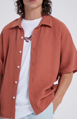 Pacsun Burnt Orange Boxy Button Down Shirt | PacSun