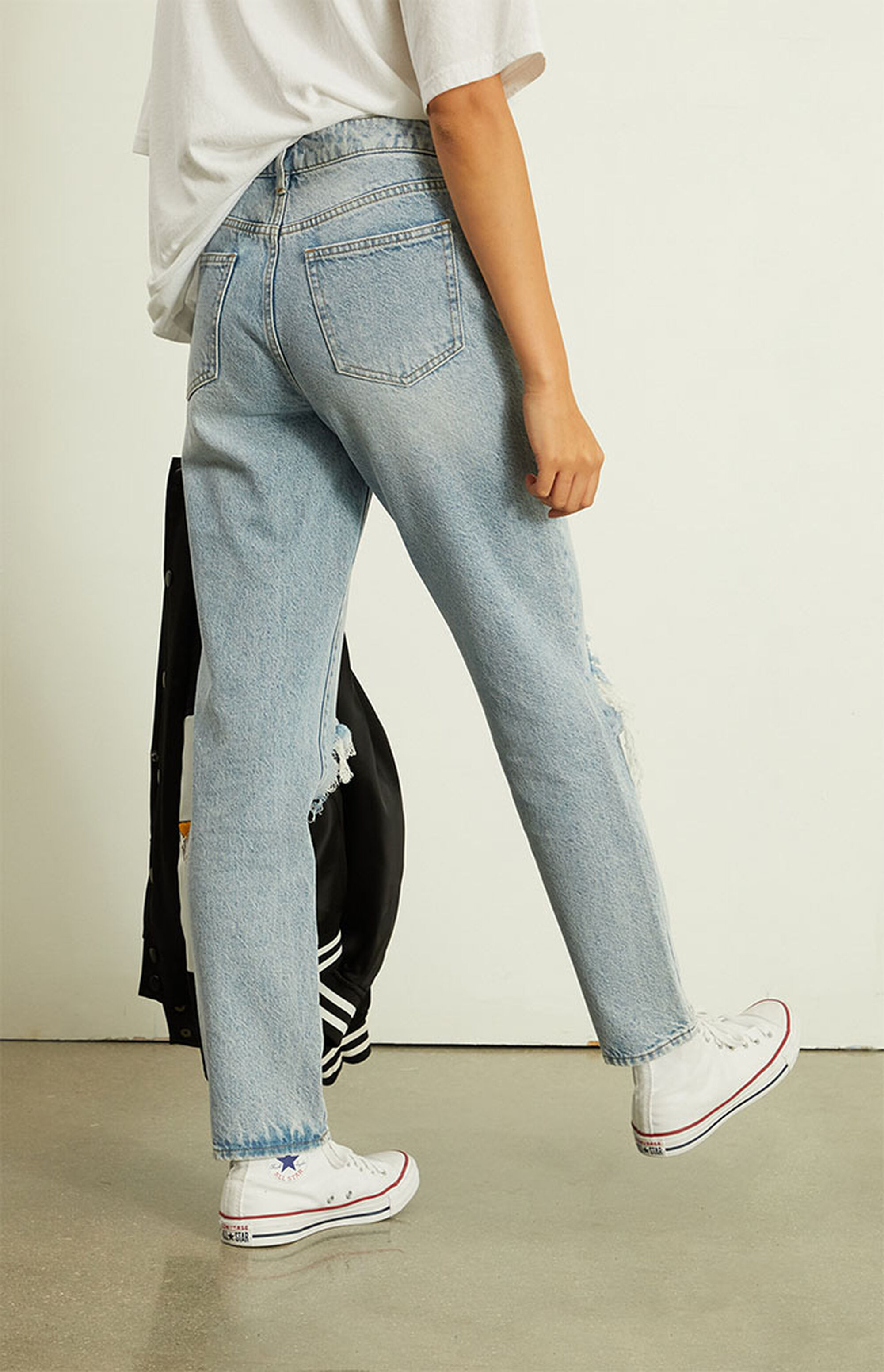 PacSun Eco Light Blue Distressed Mom Jeans | PacSun