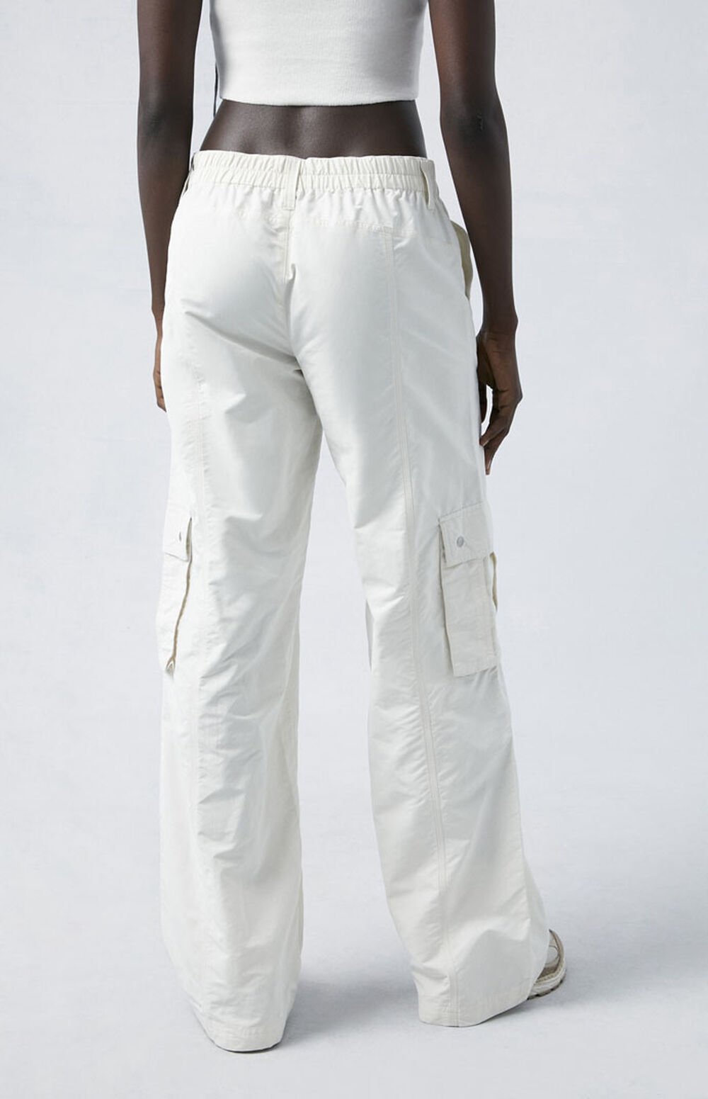 Pacsun Cream Low Rise Cargo Puddle Pants | PacSun