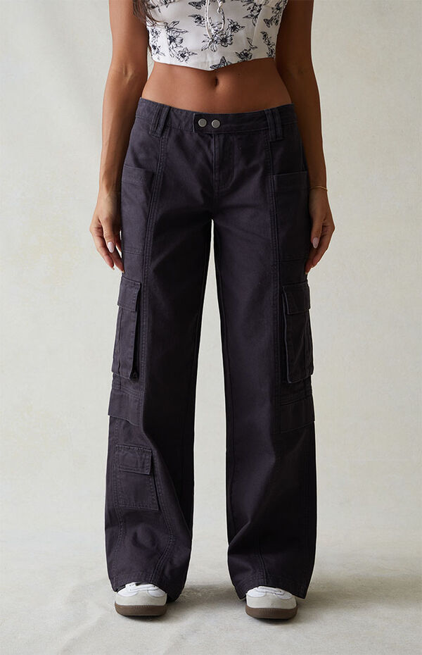 Pacsun Dark Gray Tab Low Rise Baggy Cargo Pants Pacsun
