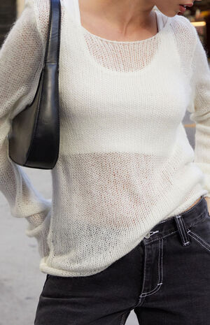 John Galt White Sheer Knit Sweater | PacSun