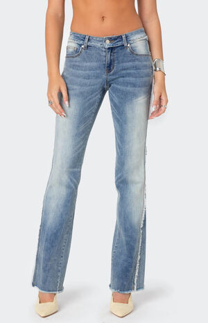Edikted Frayed Seam Washed Flare Jeans | PacSun