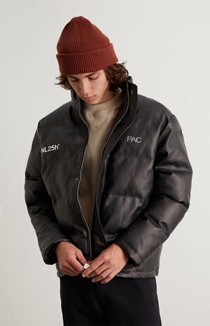 Pacsun x Night Lab Faux Leather Puffer Jacket | PacSun