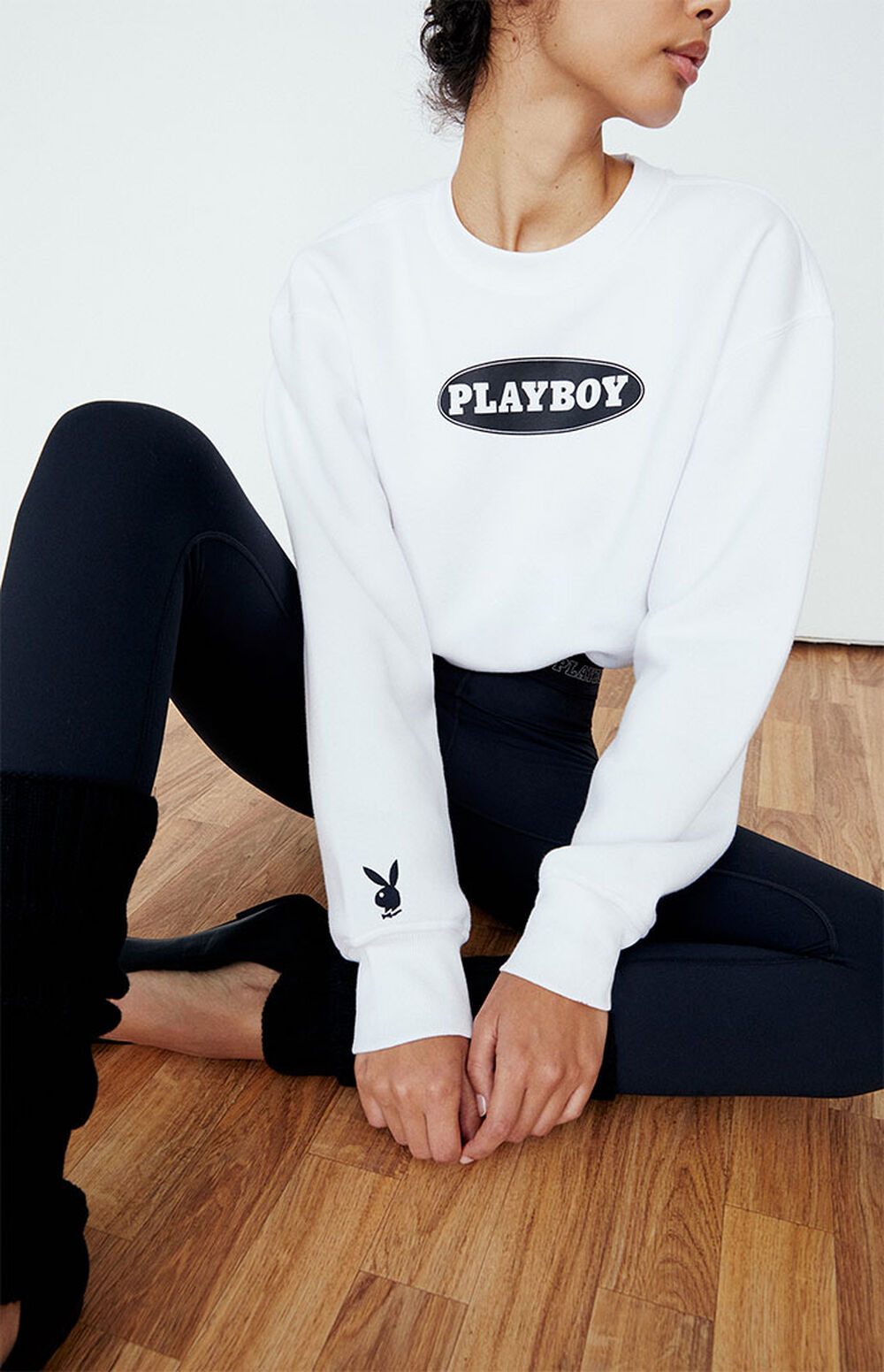 Playboy By PacSun Bubble Cropped Crew Neck Sweatshirt | PacSun