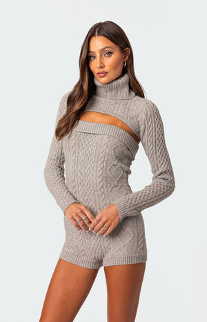 Edikted Finnley Two Piece Cable Knit Romper | PacSun