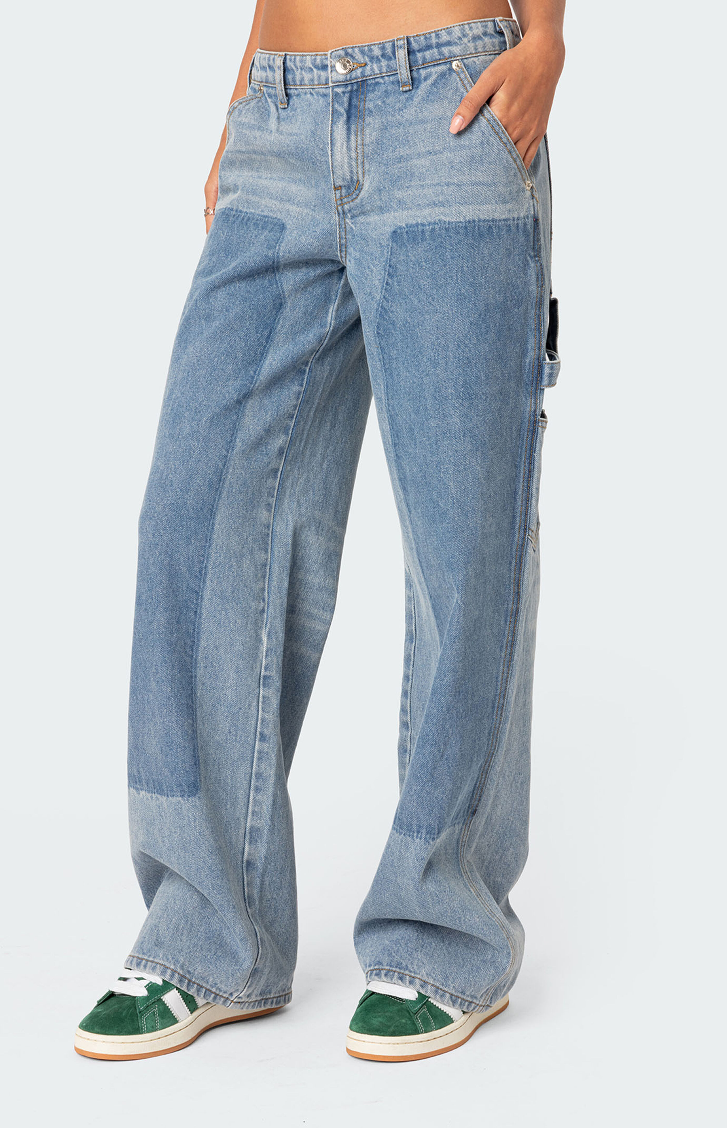 Edikted Faded Wash Low Rise Carpenter Jeans | PacSun