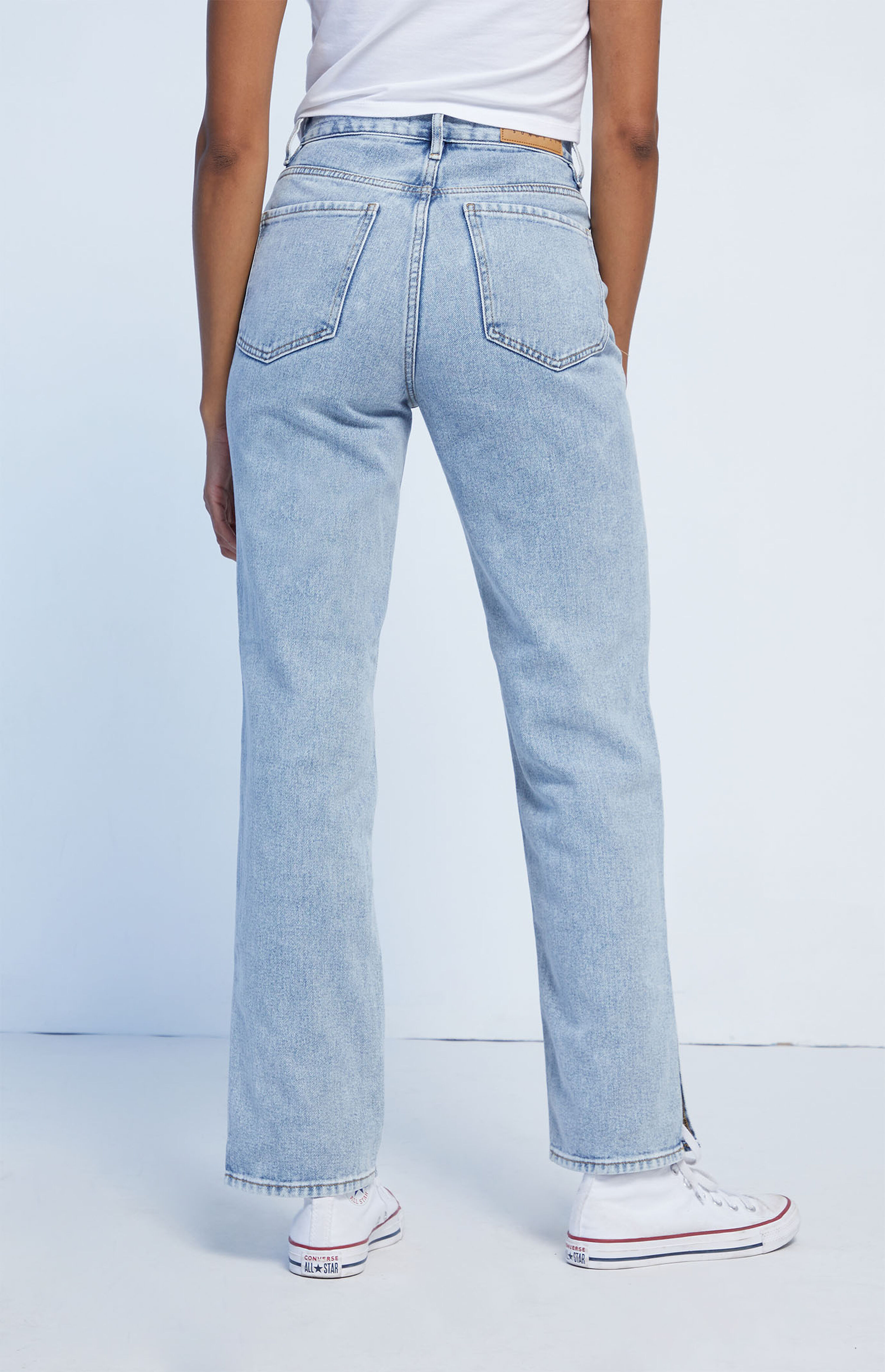 Pacsun Light Blue Ripped Split Dad Jeans PacSun pacsun-light-blue-ripped-split-dad-jeans-pacsun