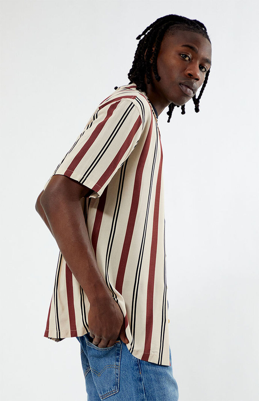 PacSun Neutral Stripe Camp Shirt | PacSun