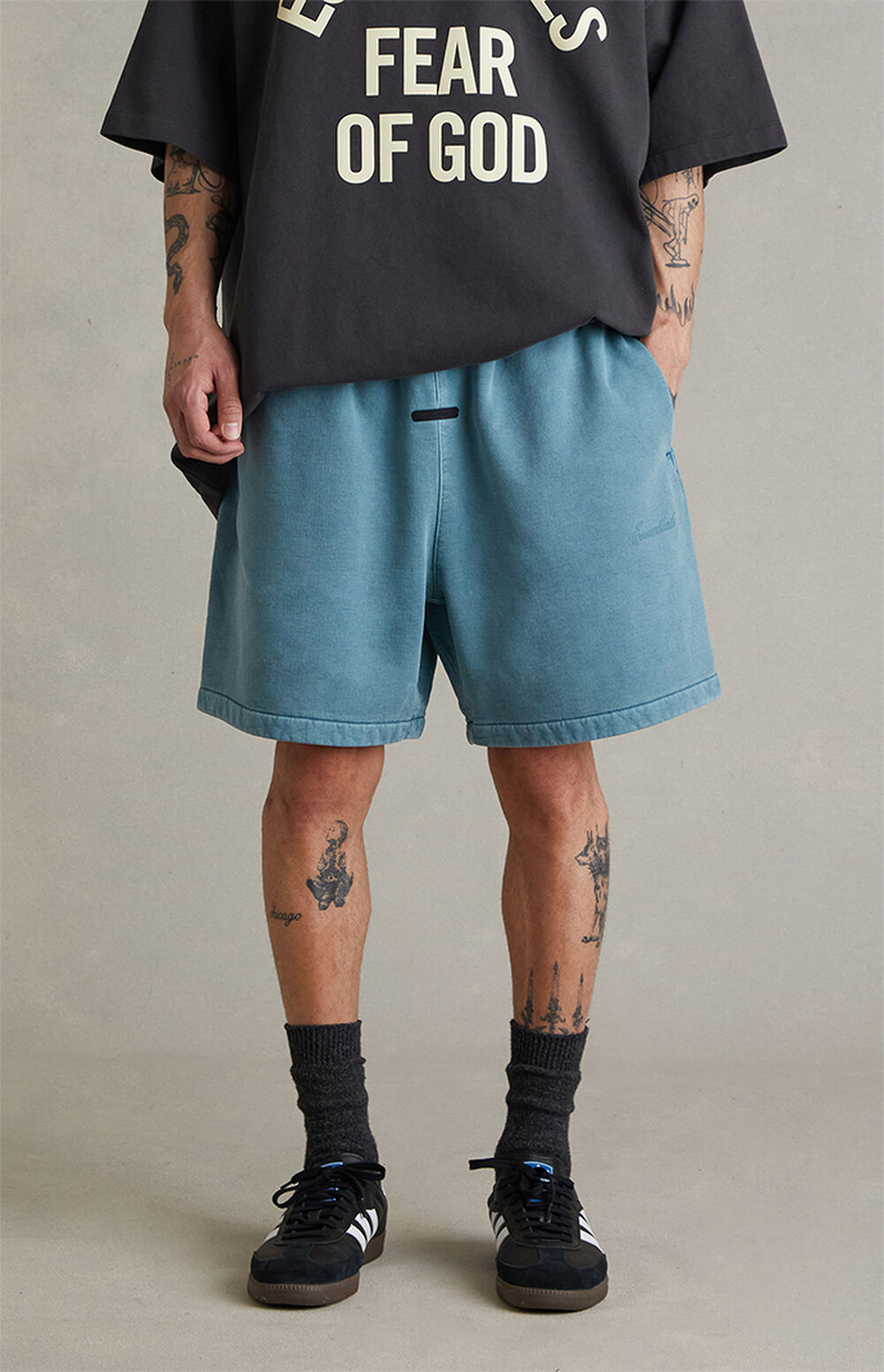 Fear of God ESSENTIALS Faded Coastal Signature Classic Sweat Shorts ...