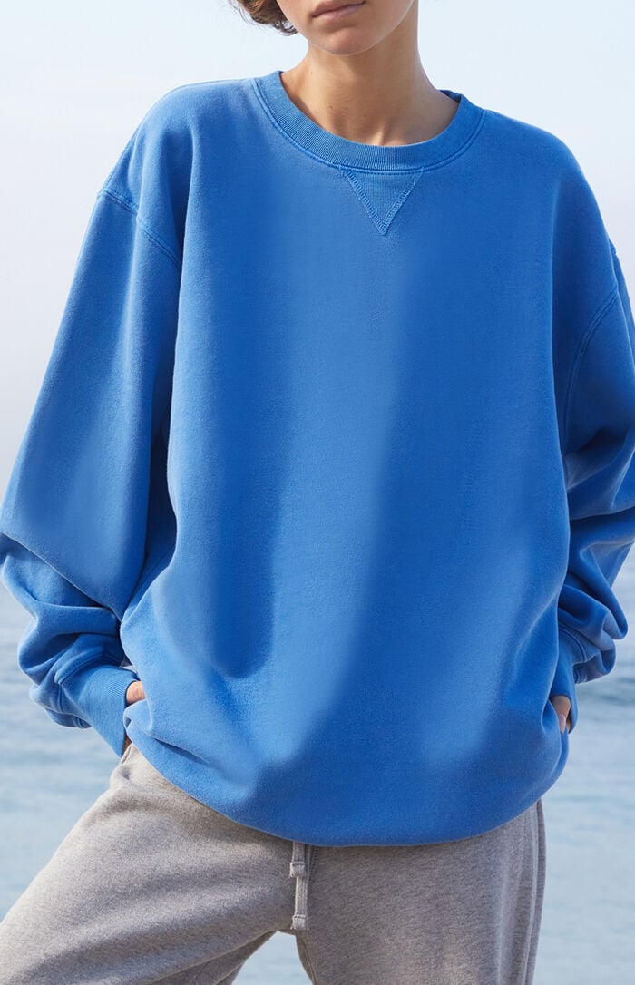 John Galt Electric Blue Erica Oversized Crew Neck Sweatshirt | Pacsun