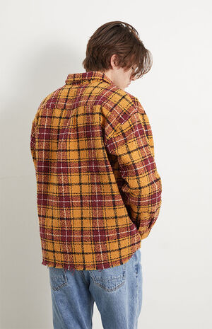 Pacsun Tan Wooly Plaid Textured Shacket | PacSun